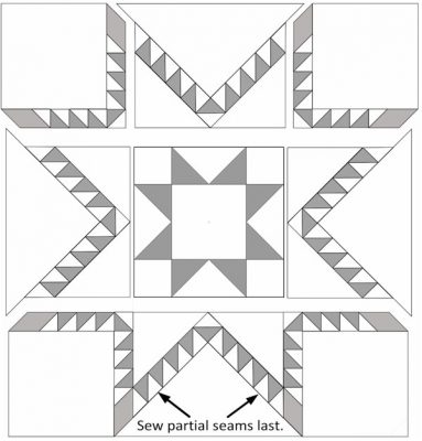 Aurora Feathered Star Quilt Tutorial 600 x 627 Fig 17 - WeAllSew