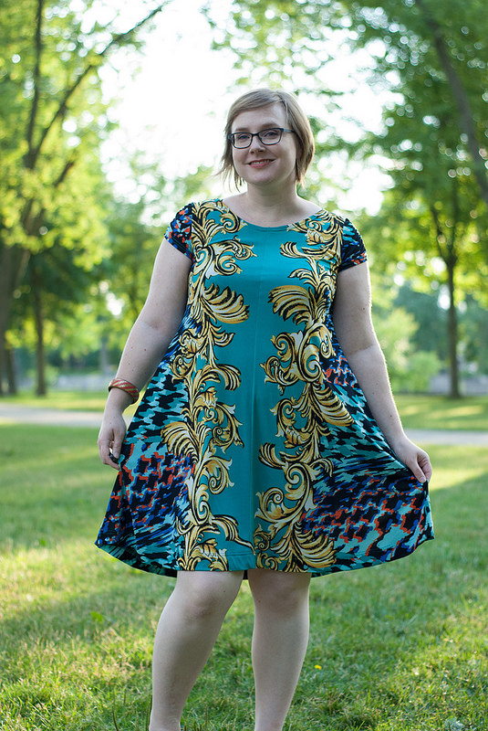 Crafting a rainbow horizontal border print dress - WeAllSew