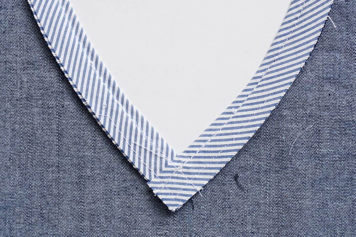 How to Sew Flat Piping Trim to a V-neckline - WeAllSew