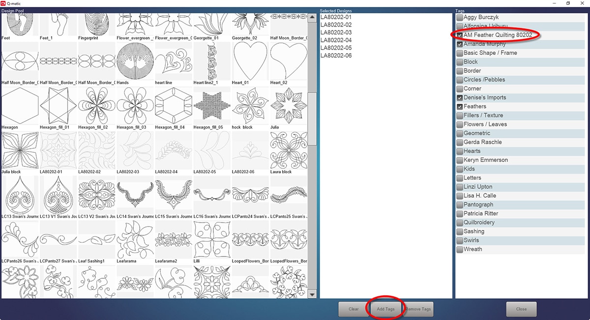 Managing Designs in Q-Matic - WeAllSew