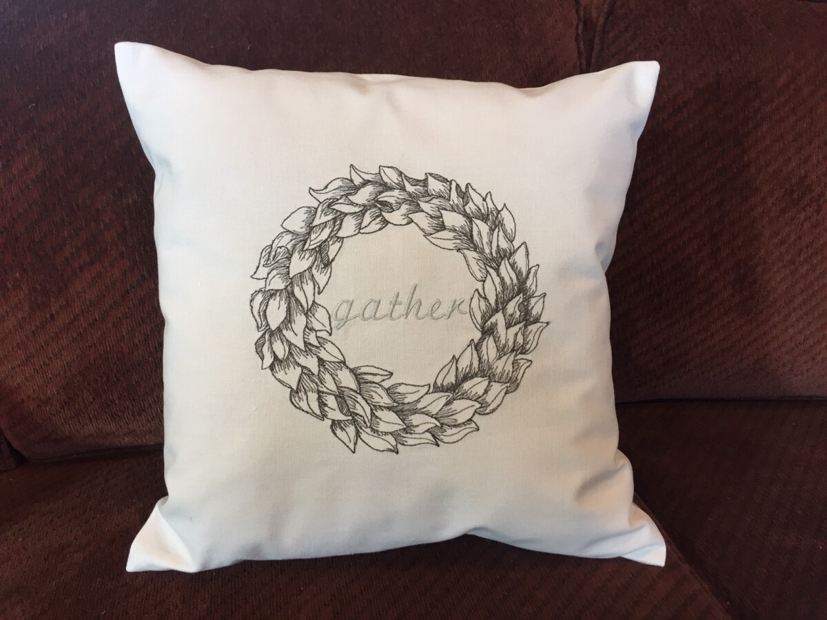 Pillow with sketch-like Machine Embroidery - WeAllSew