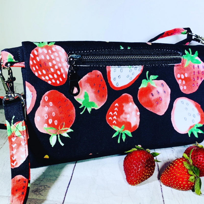 Summer Is Here! Strawberry Cotton Canvas Wallet - WeAllSew