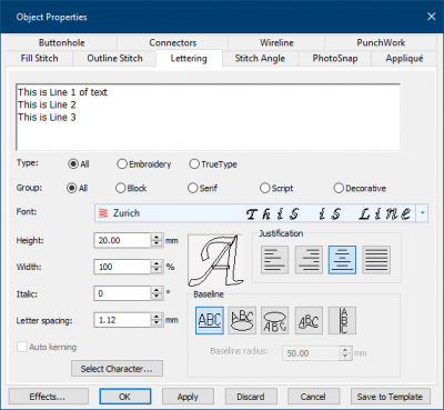 Adding Lettering and Choosing a Font in BERNINA Embroidery Software 8 ...