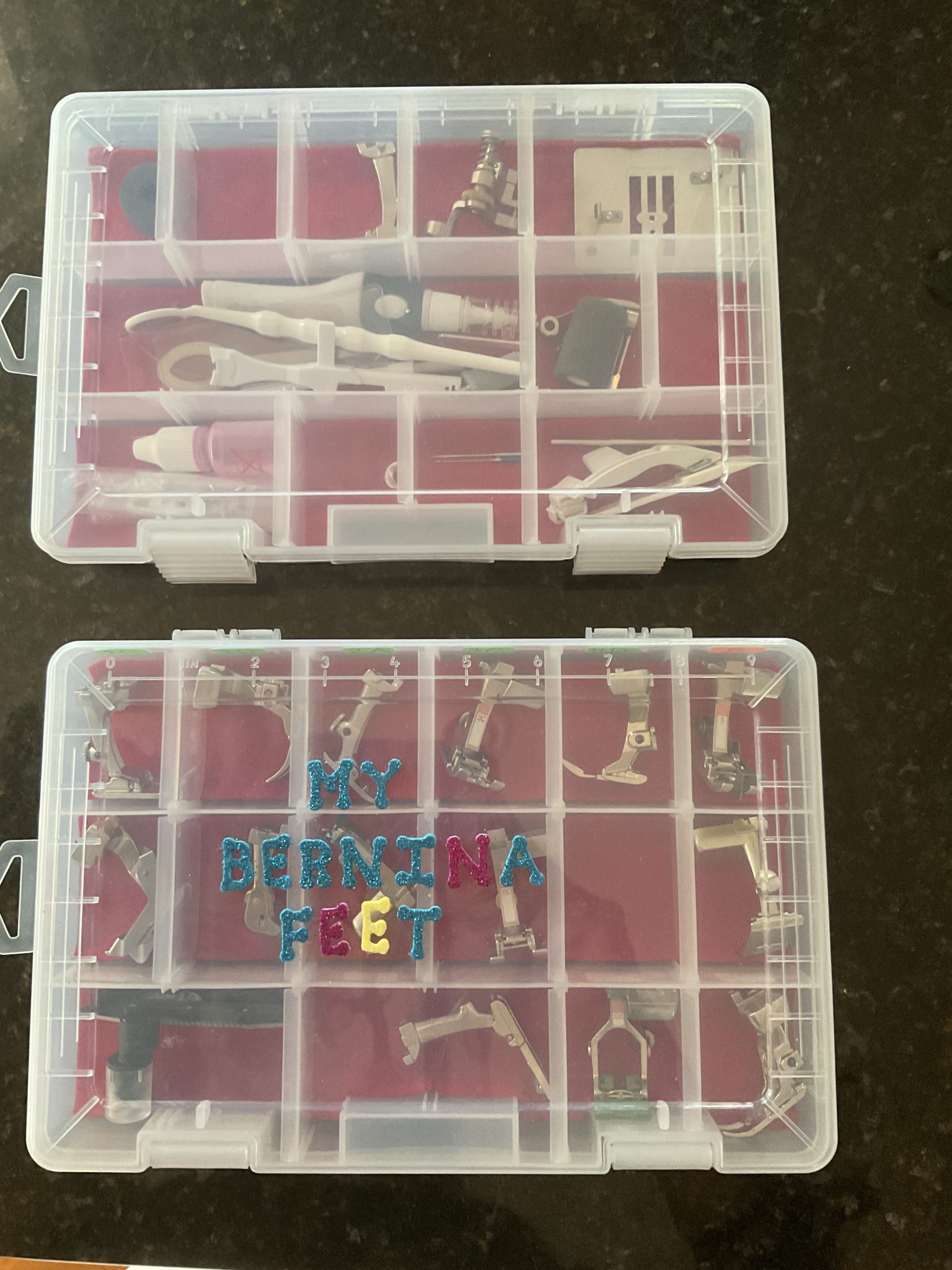 Bernina feet and accessories storage - WeAllSew