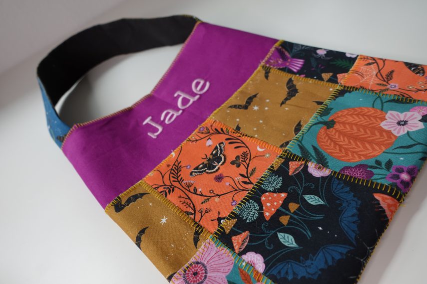Flatlock Patchwork Trick-or-Treat Bag - WeAllSew