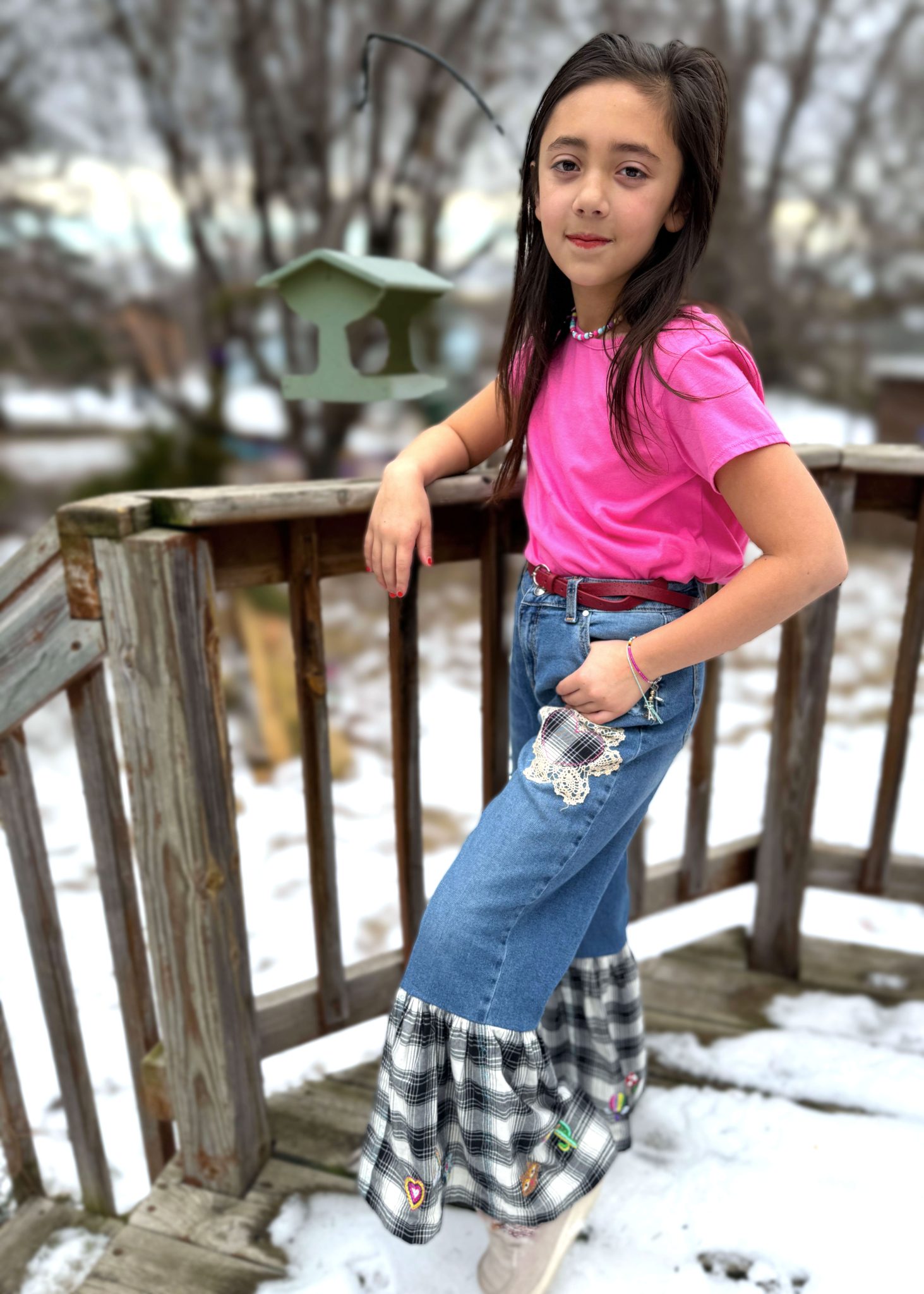 Upcycled Embroidered Ruffle Jeans - WeAllSew