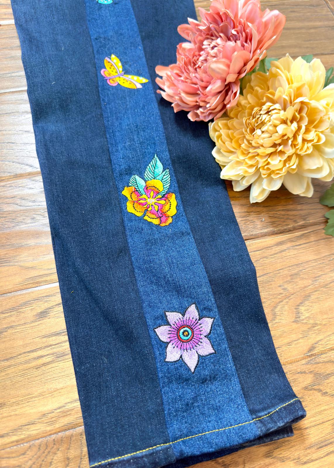 How to Add an Embroidered Side Panel to Jeans - WeAllSew