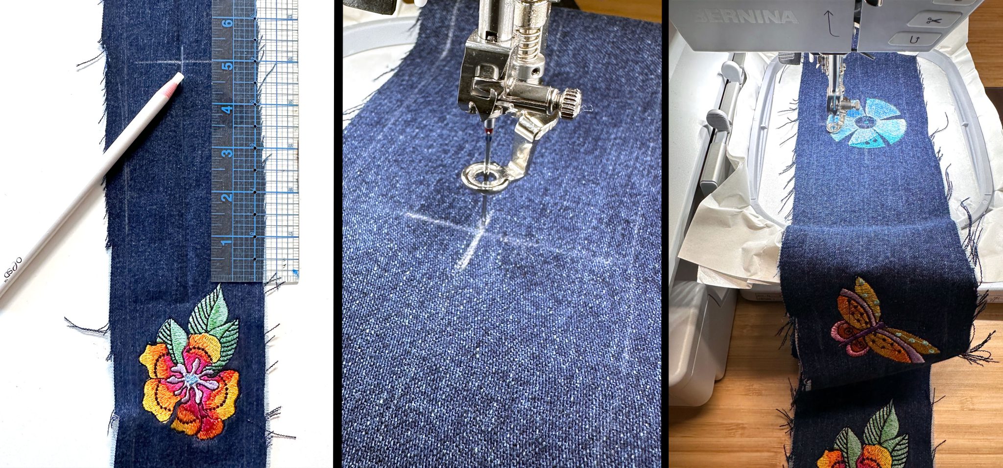 How to Add an Embroidered Side Panel to Jeans - WeAllSew