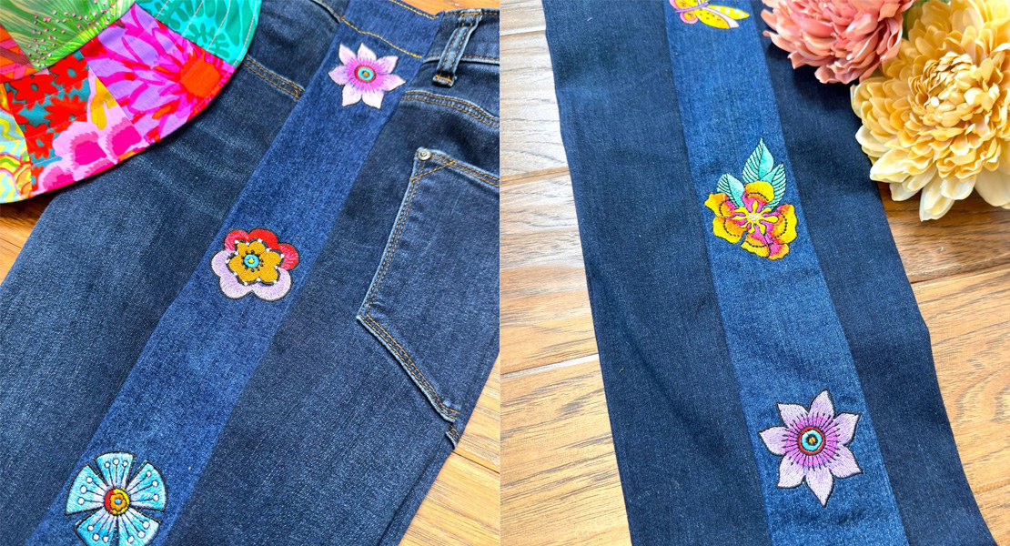 How to Add an Embroidered Side Panel to Jeans - WeAllSew