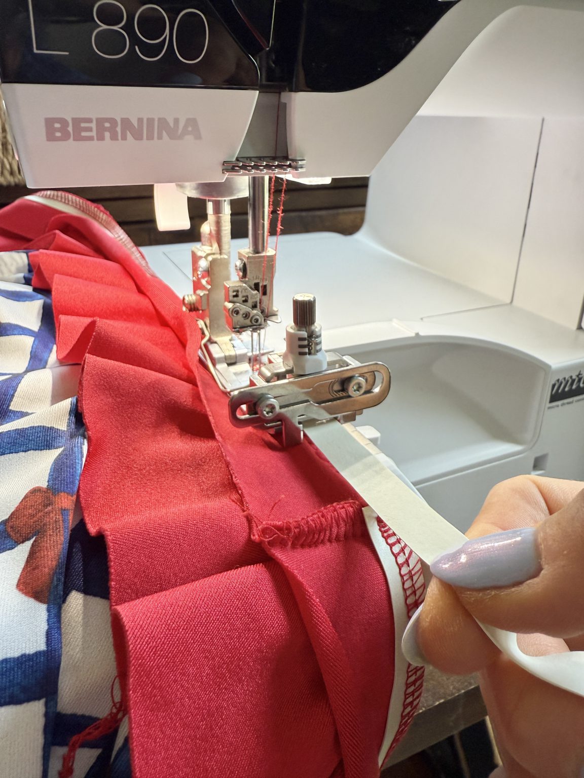 Using Elasticator Foot to Attach Neckline Elastic - WeAllSew